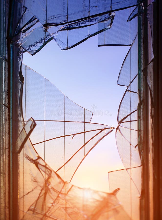 Broken window glass stock image. Image of shattered, crime - 84189221