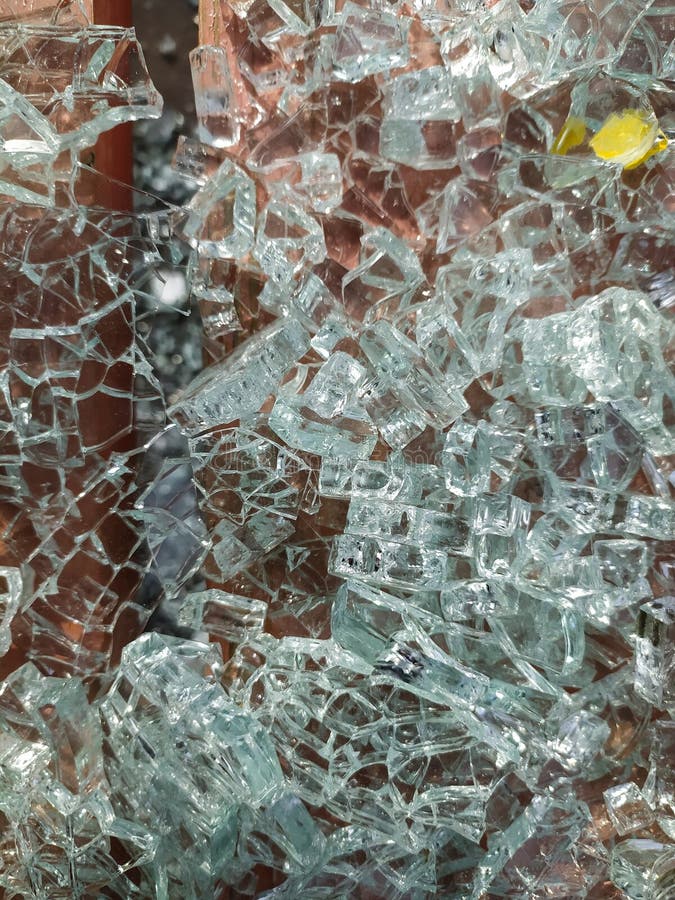 Broken Window Glass. Small Transparent Fragments on the Surface of the ...