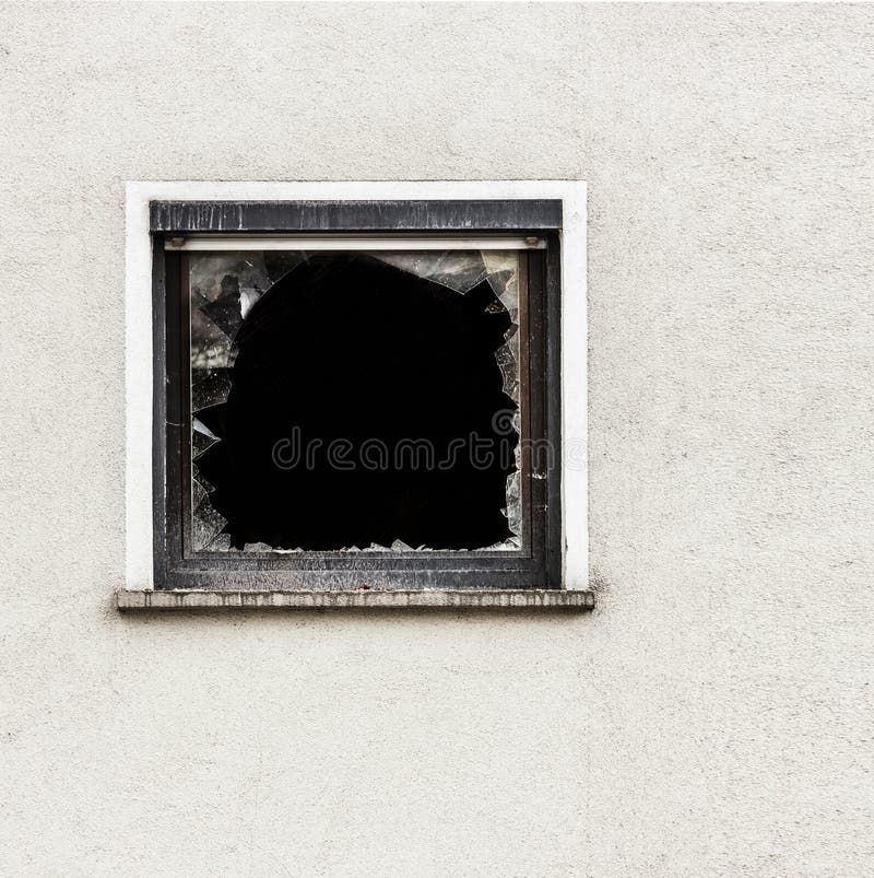 Broken Window in a House Wall Stock Image - Image of house, window ...