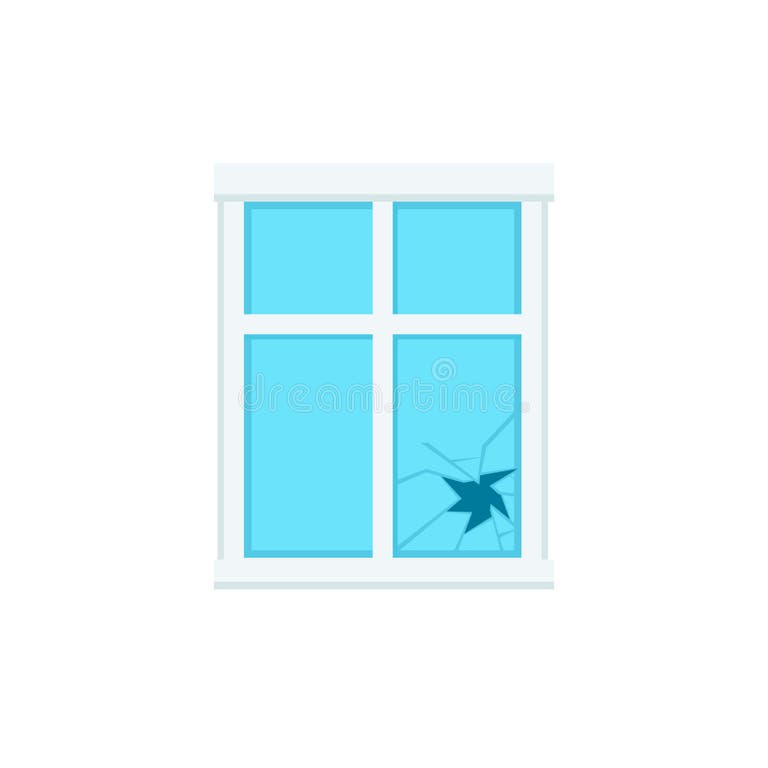 Broken window icon stock vector. Illustration of crime - 136801806