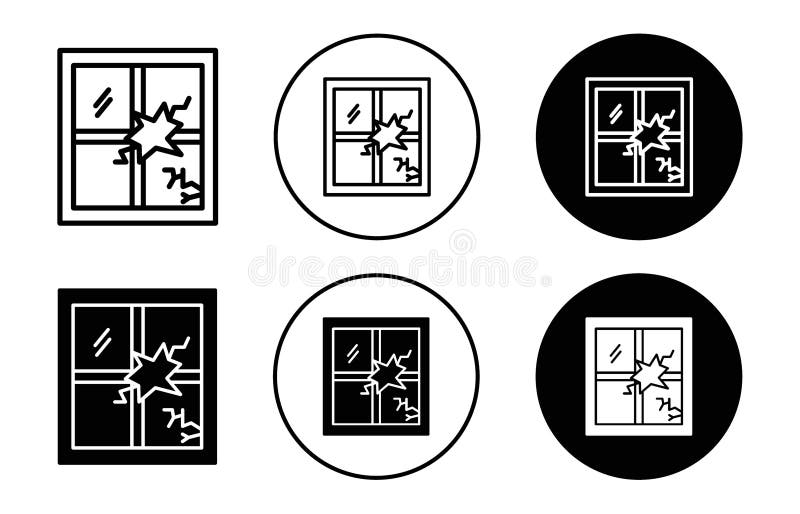 Broken Window Icon Outline Flat Icon Stock Vector - Illustration of ...