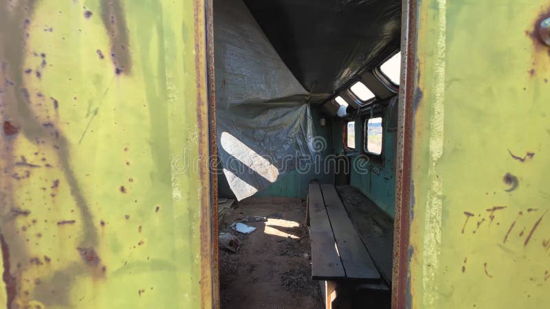Through the Broken Window Inside Abandoned Trailer, Caravan Mobile Home ...