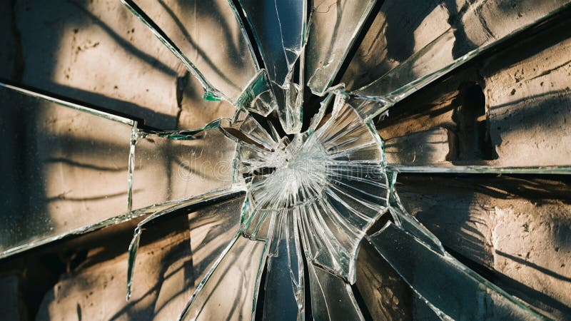 Shattered Glass Window with Jagged Edges and Sunlight Stock ...