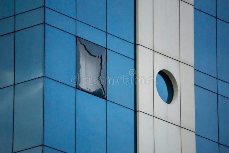 A Broken Window in an Office Building Stock Image - Image of exhausted ...