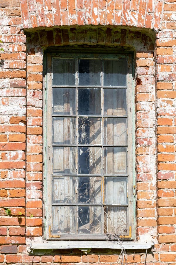 Broken Window, of an Old Dilapidated Deserted Brick Building Stock ...