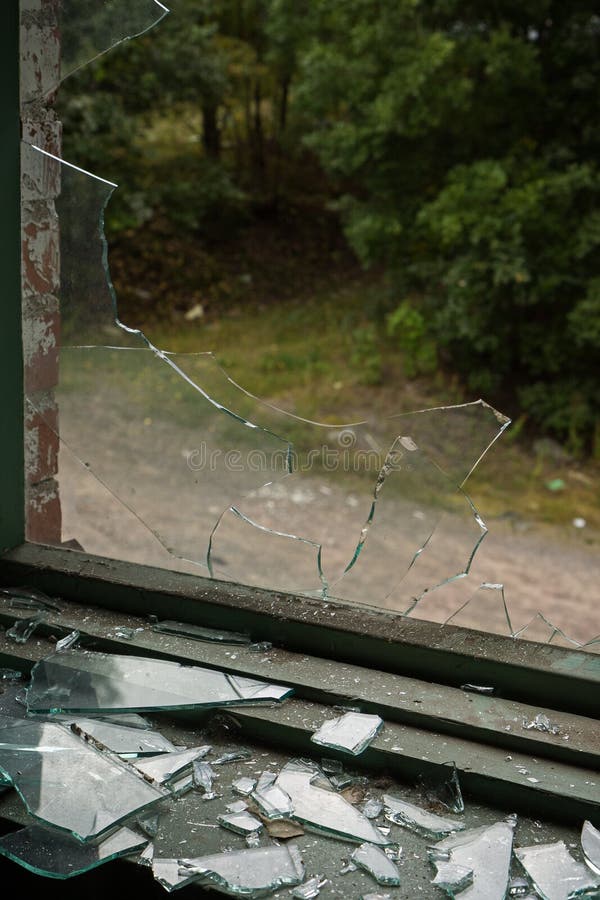 Broken window and shards stock image. Image of damage - 33678183