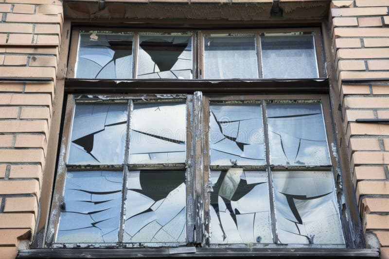 Broken Window with Shattered Glass. Stock Photo - Image of property ...
