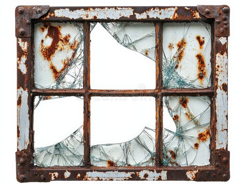 Broken Window with Shattered Glass Pieces Scattered on the Floor in an ...