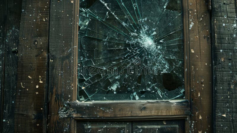 A Broken Window with Shattered Glass Stock Photo - Image of repair ...