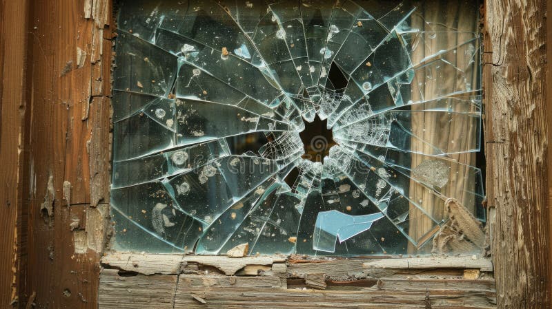 A Broken Window with Shattered Glass Stock Image - Image of neglect ...