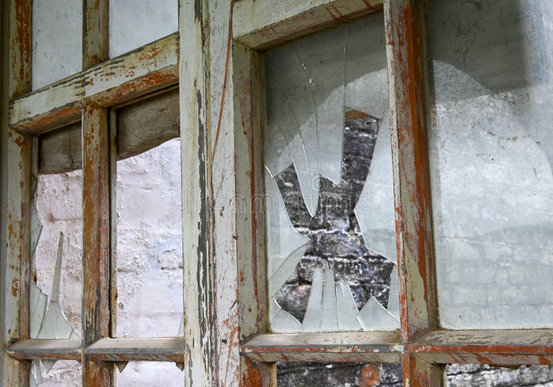 Broken Window in Wooden Frame Stock Image - Image of north, wives ...