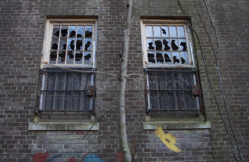 Broken Windows in Abandoned Building Stock Photo - Image of exterior ...