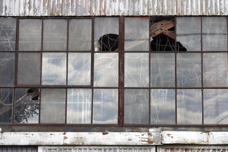 Broken Windows at Abandoned Factory Building Stock Photo - Image of ...