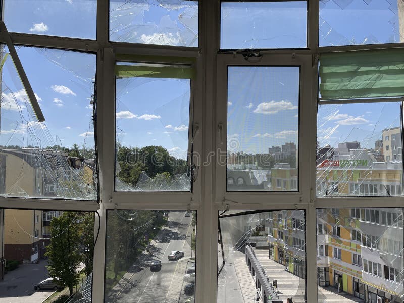 Broken Windows in an Apartment after a Shock Wave Caused by a Russian ...