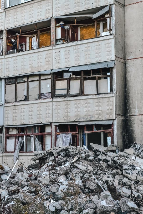 Broken Windows and Collapsed Apartments from a Russian Missile ...