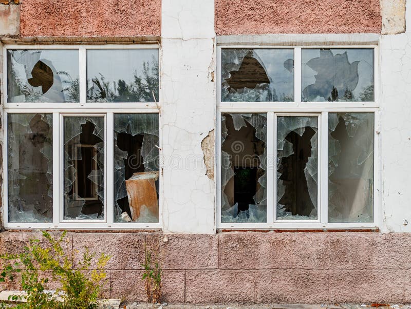 Broken Windows of Industrial or Office Building Stock Image - Image of ...