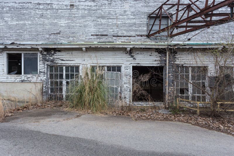 Broken Windows on the Side of an Abandoned Factory Stock Image - Image ...