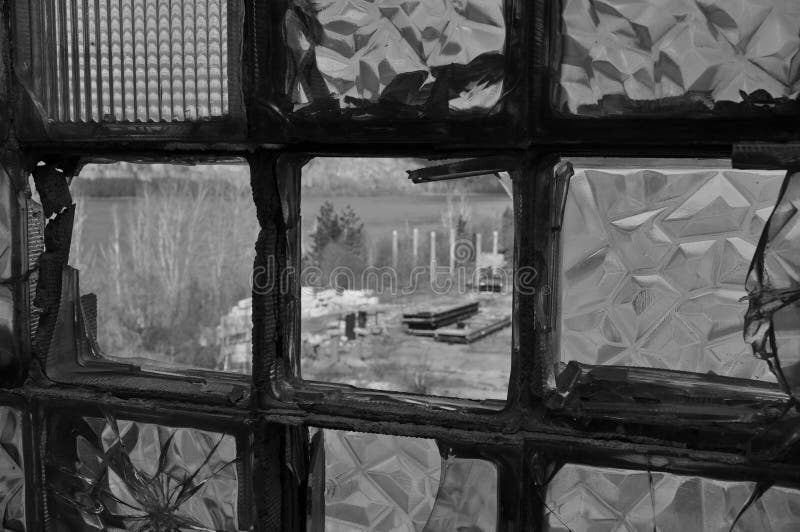 Broken Windows and View on the Abandoned Factory Stock Photo - Image of ...