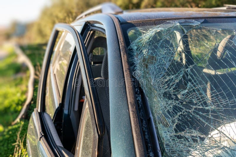 Broken Windshield in a Car after a Crash, and Driving while Alcohol ...