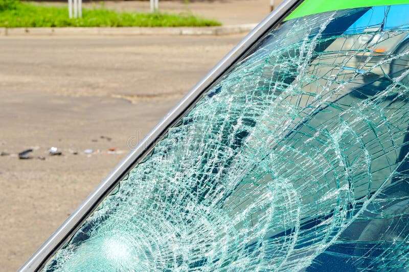 Broken windshield of a bus stock photo. Image of closeup - 180062688