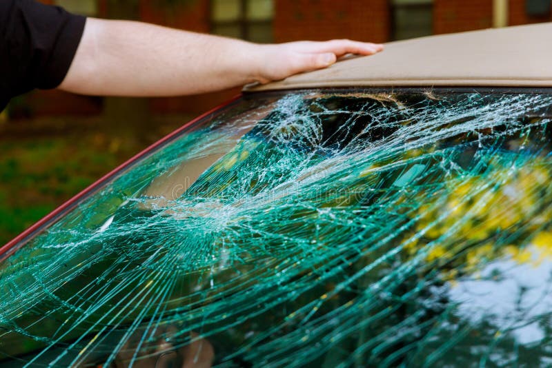 Broken Windshield in a Car during Accident Stock Photo - Image of ...