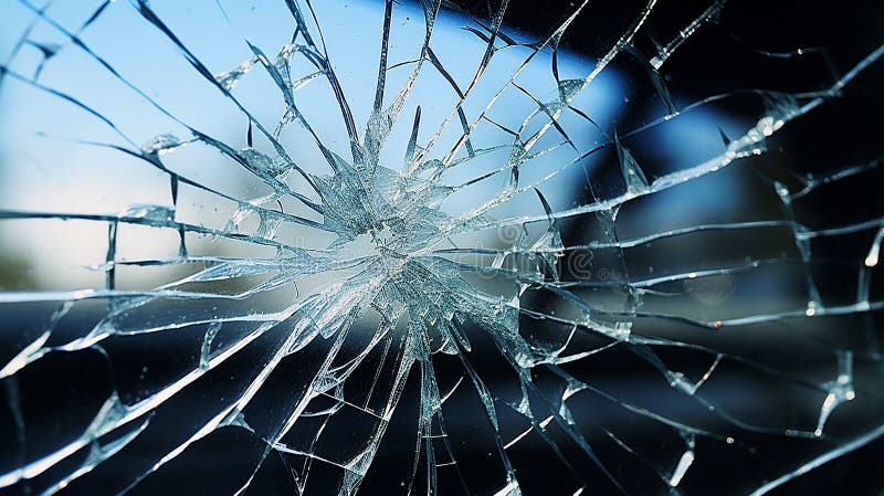 Broken Windshield of a Car. a Web of Radial Splits, Cracks on the ...