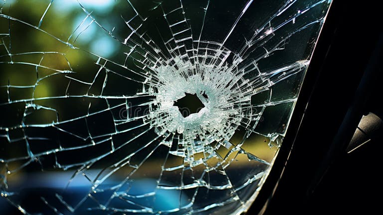 Broken Windshield of a Car. a Web of Radial Splits, Cracks on the ...