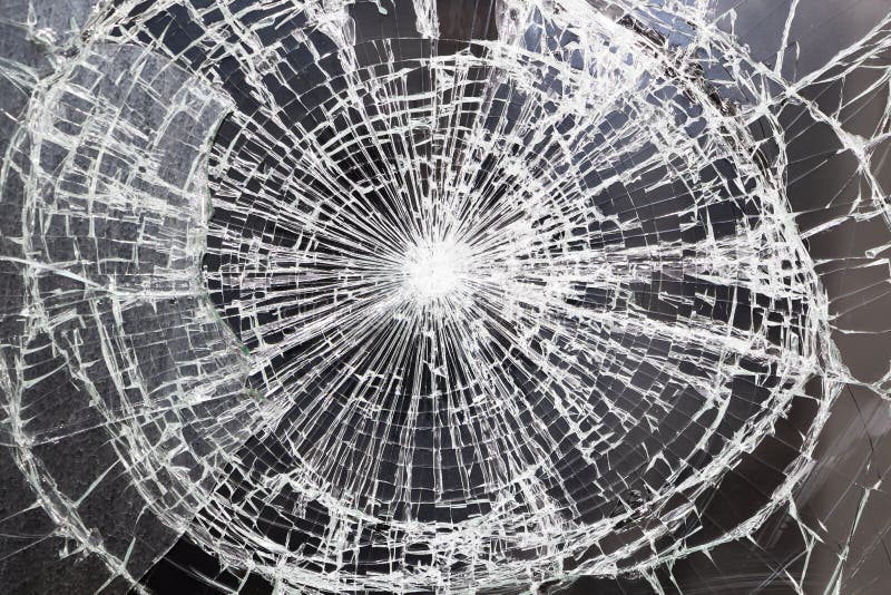 Broken Windshield Glass on a Grayish Background Stock Image - Image of ...