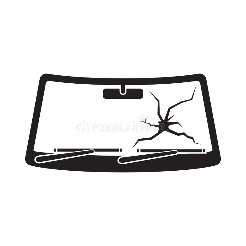 Broken Windshield Icon Isolated on White Background Stock Vector ...