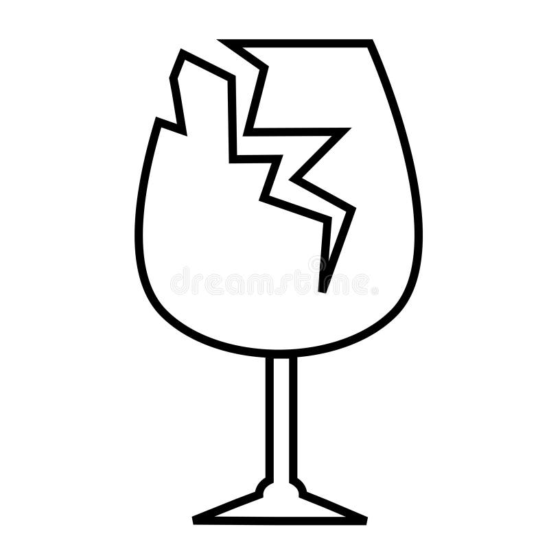Broken Wine Glass Line Drawing Stock Illustration - Illustration of ...