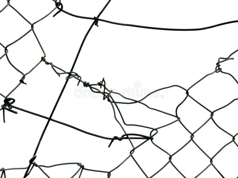 Broken iron wire fence stock photo. Image of industrial - 15916236