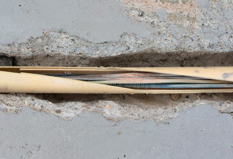 Broken wire in the floor stock photo. Image of milling - 128398728