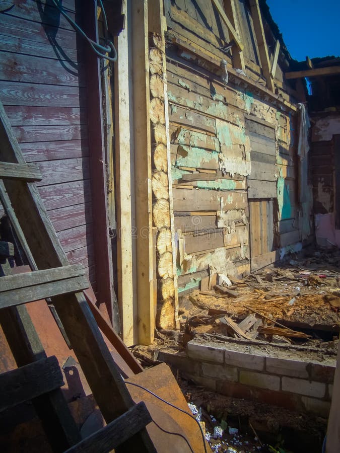 Old broken house in winter stock photo. Image of terrible - 159593234