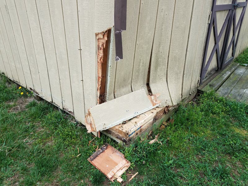 Broken Wood Storage Shed Structure with Damage Stock Photo - Image of ...