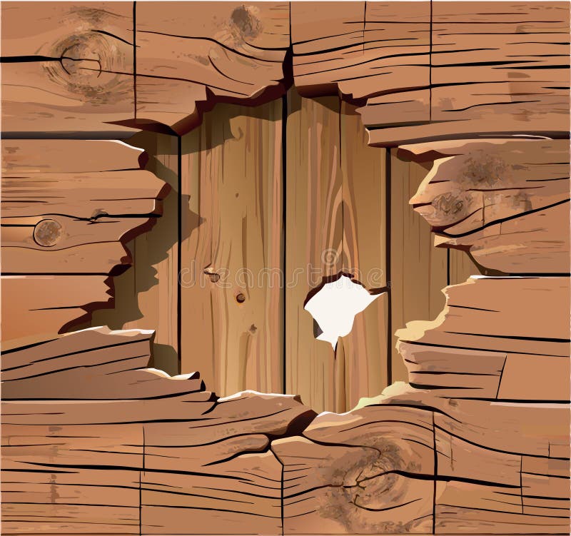 Broken Wooden Fence Showing Light through Hole Stock Vector ...