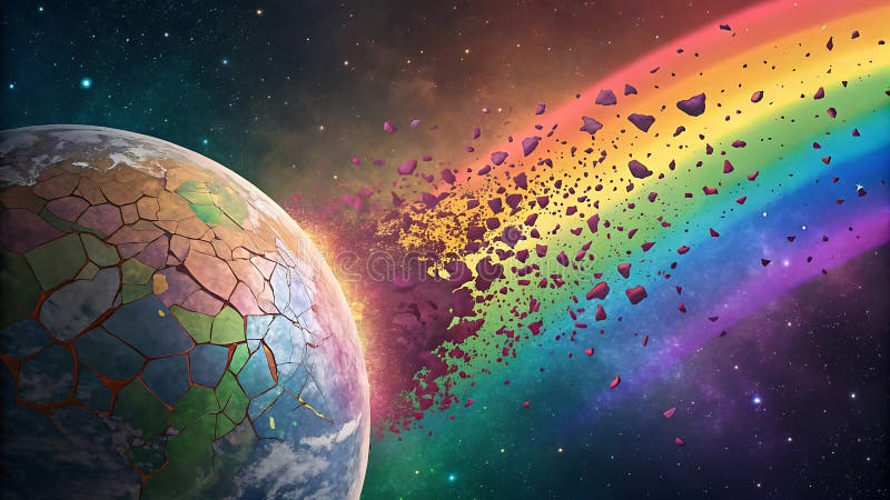 A Broken World Globe with Scattered Fragments, a Shattered Globe with ...