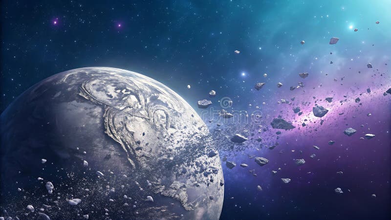 A Broken World Globe with Scattered Fragments, a Shattered Globe with ...