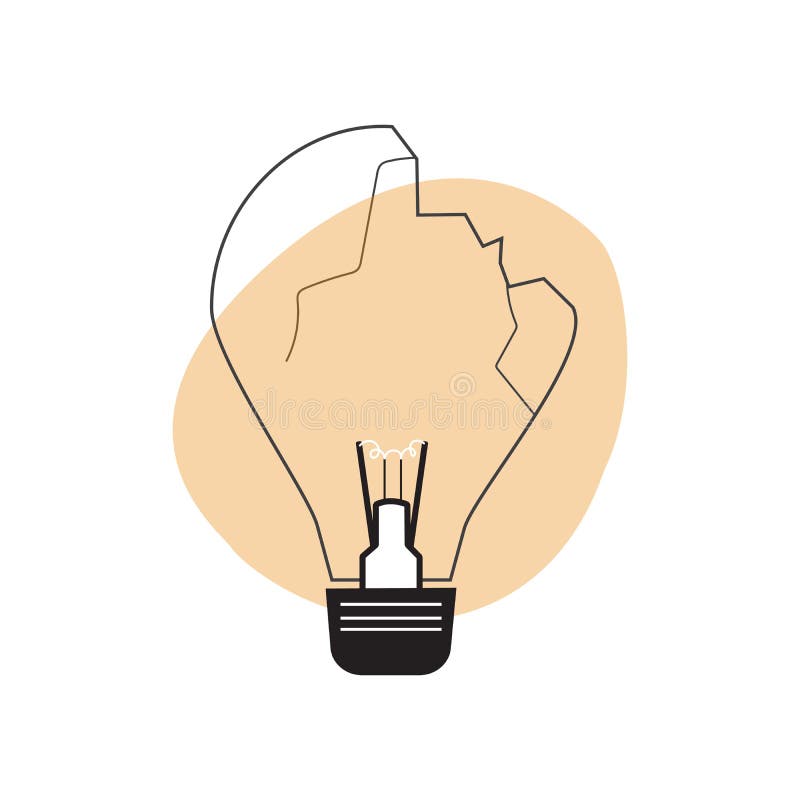 Broken Yellow Light Bulb in Flat Modern Logo Style Stock Vector ...