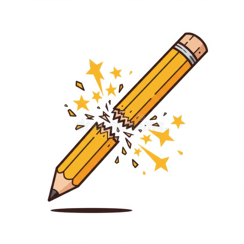 Broken Yellow Pencil with Sparkling Stars Illustration Stock ...