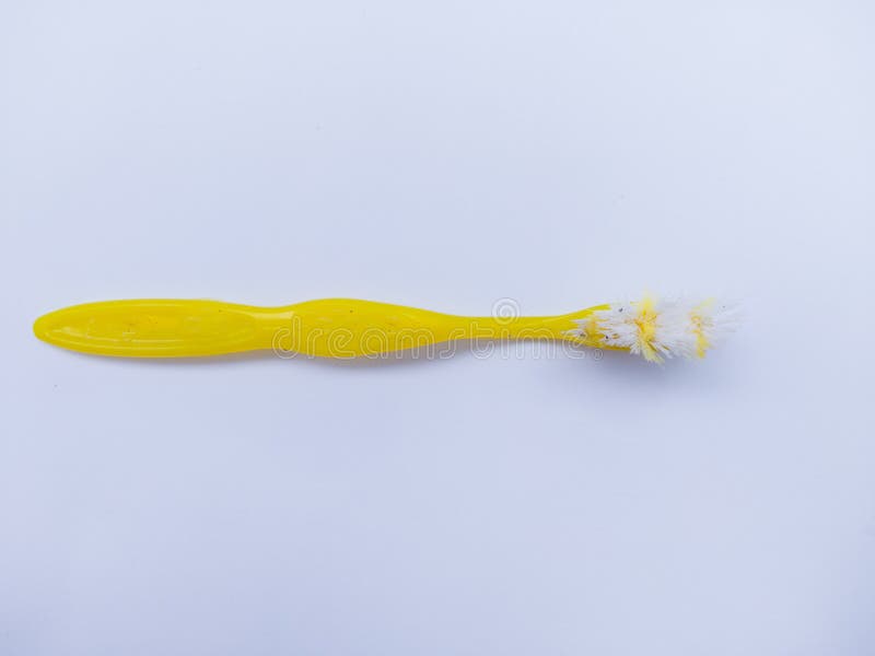 Broken Yellow Toothbrush, on White Background Stock Photo - Image of ...
