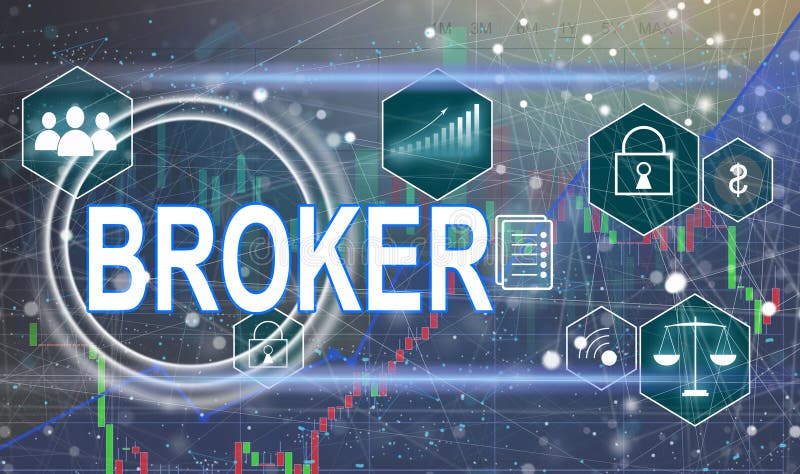 Broker Button on Virtual Screen Stock Image - Image of click, earning ...