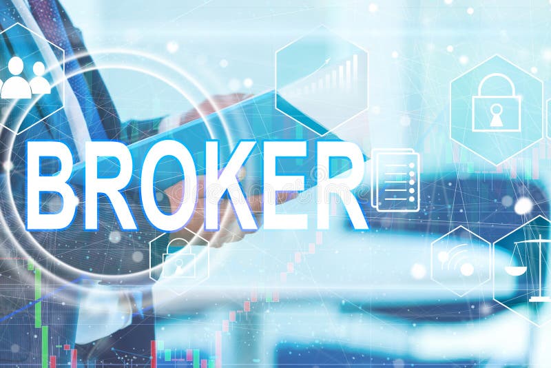 Broker Button on Virtual Screen Stock Photo - Image of button, hand ...