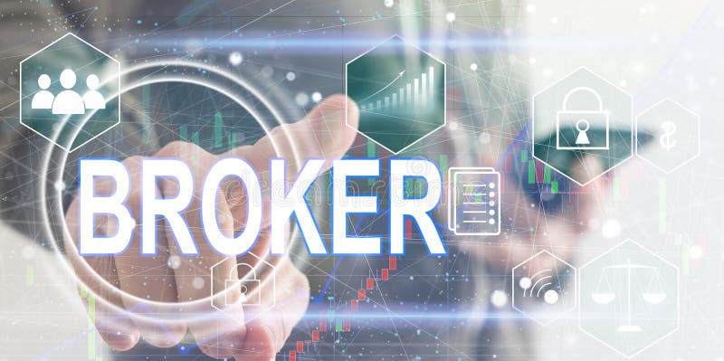 Broker Button on Virtual Screen Stock Image - Image of concept, click ...