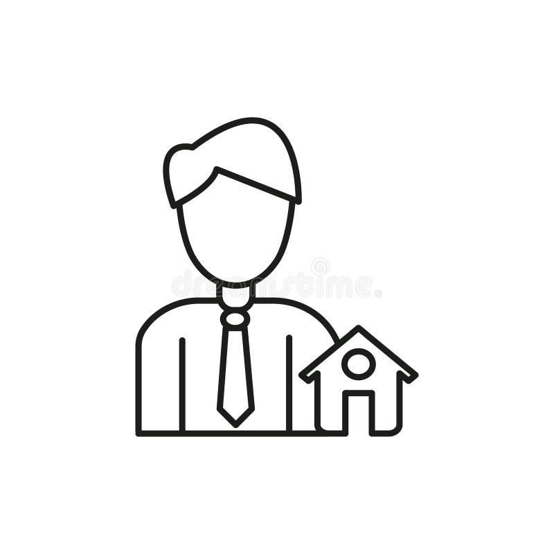 Broker Icon Flat Line Symbol Set Stock Illustration - Illustration of ...