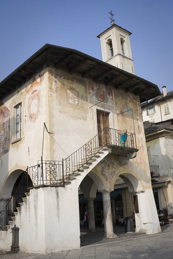 Broletto: Old Building in Orta San Giulio Stock Image - Image of fresco ...