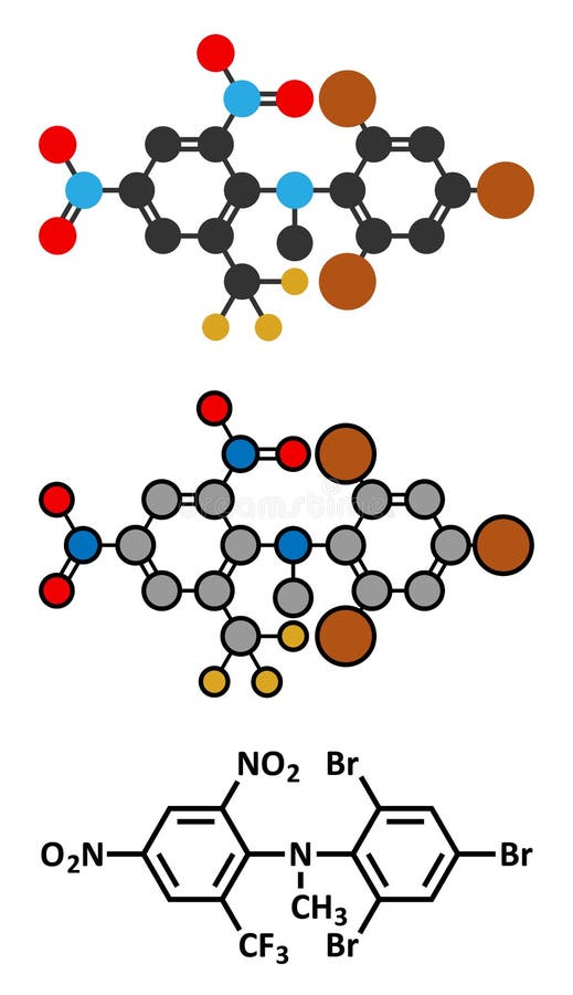 Bromethalin Rodenticide Molecule Rat Poison. 3D Rendering. Atoms are ...