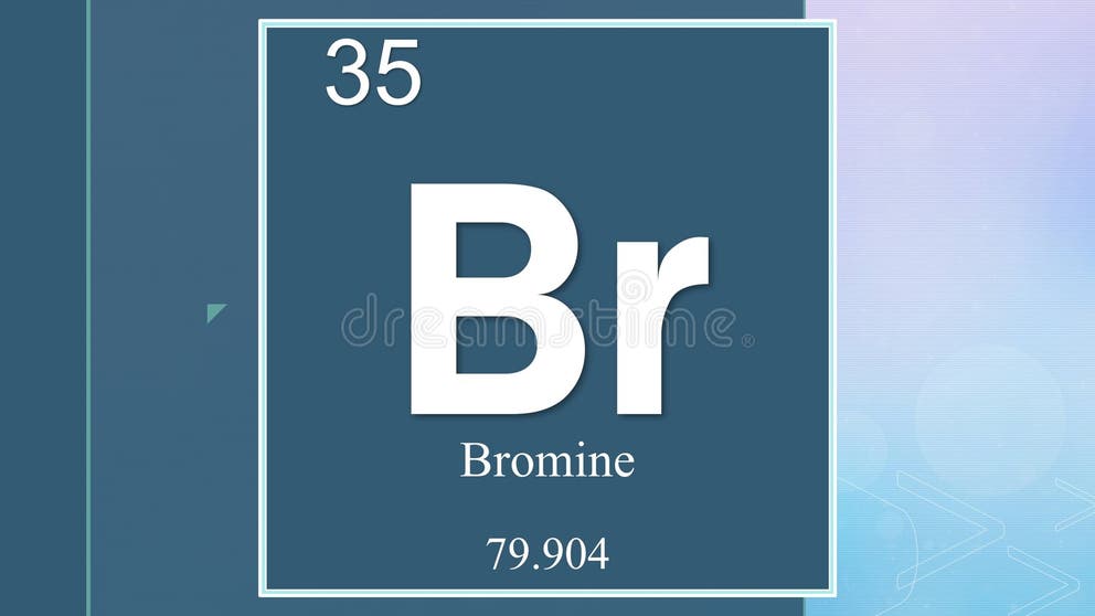 Bromine Chemical Element Symbol on Blue Solid and Gradient Background ...
