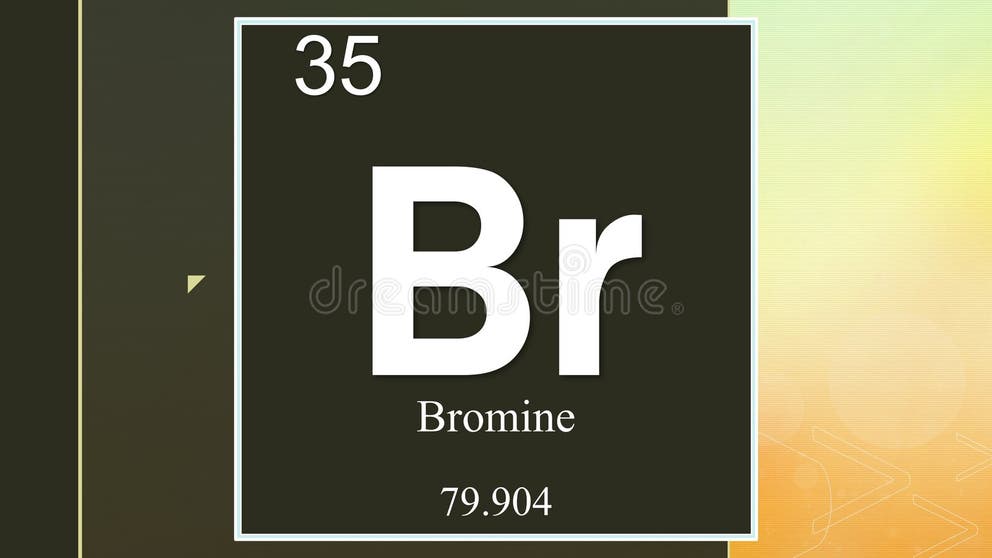 Bromine Chemical Element Symbol on Black Yellow Solid and Gradient ...