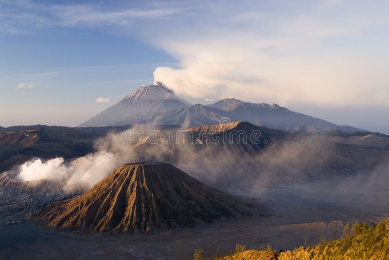 Bromo stock image. Image of fire, erupting, climb, backpack - 1374183