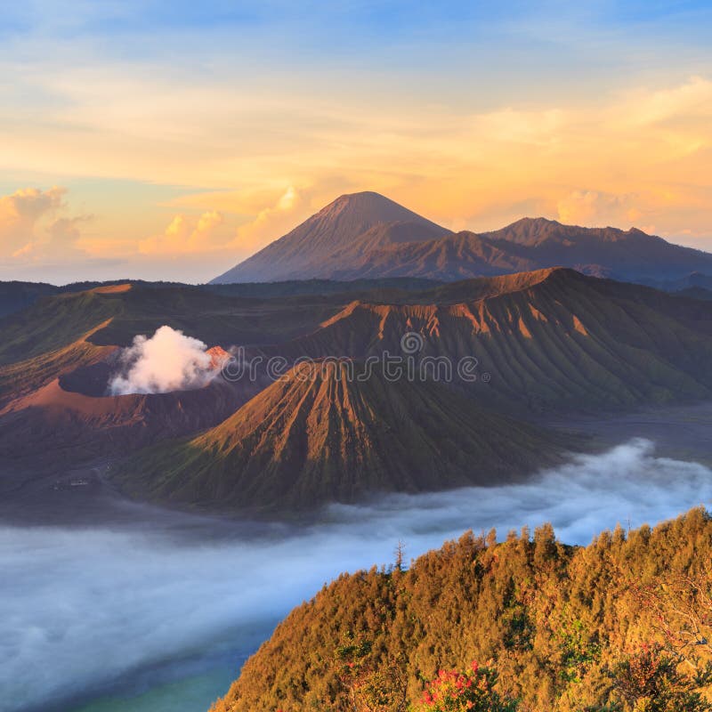 Bromo Mountain in Tengger Semeru National Park Stock Photo - Image of ...
